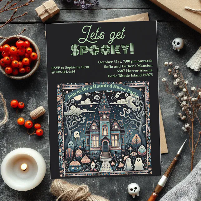 Lets get Spooky Haunted House Ghost & Ghoul Party Invitation | Zazzle