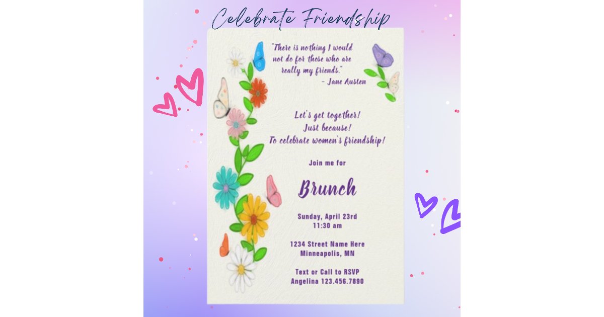 Let's Get Together To Celebrate Women's Friendship Invitation | Zazzle