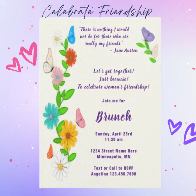 Let's Get Together To Celebrate Women's Friendship Invitation | Zazzle