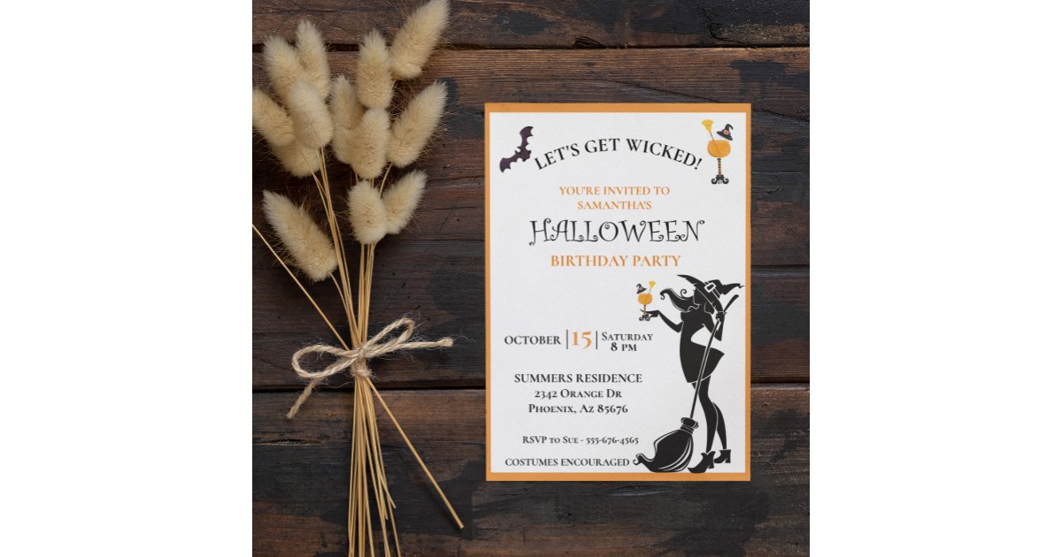 Let's Get Wicked Witch Halloween Birthday Party Invitation | Zazzle