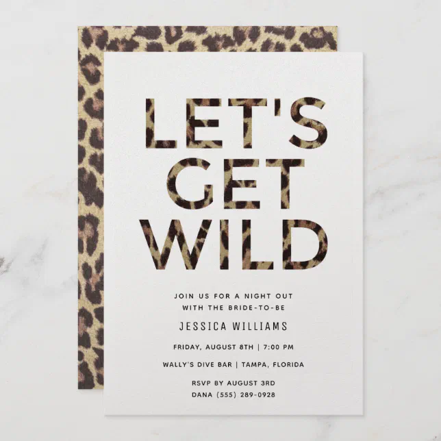 Let's Get Wild Animal Print Bachelorette Party Invitation | Zazzle
