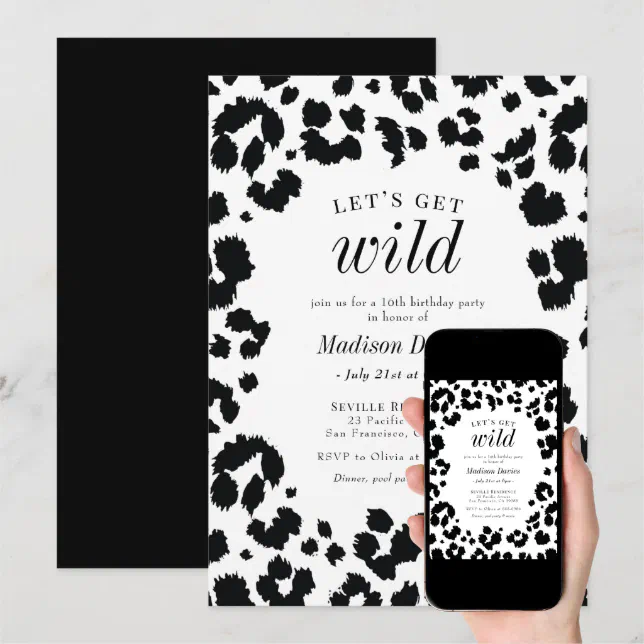 Let's Get Wild Leopard Print Birthday Invitation | Zazzle