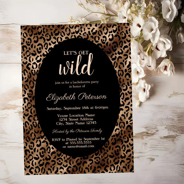 Let's Get Wild Leopard Print Elegant Bachelorette Invitation | Zazzle