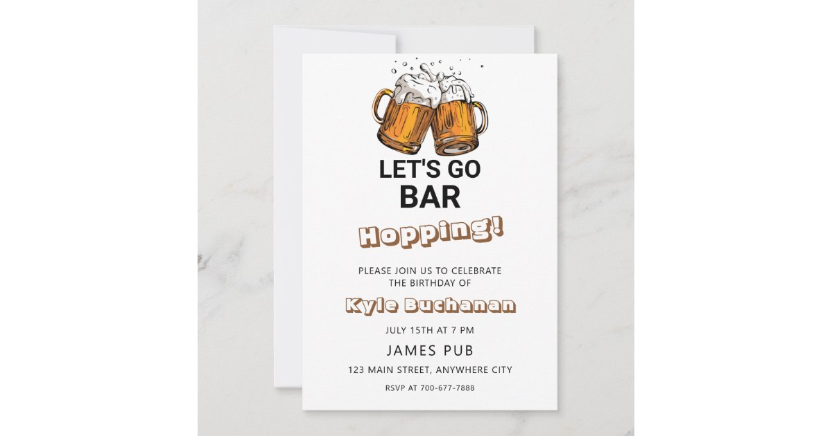 Let's Go Bar Hopping Birthday Party Invitation | Zazzle