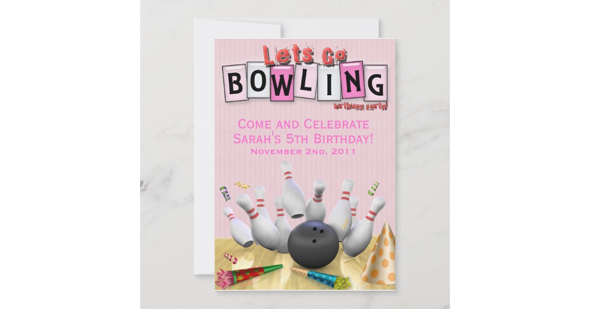 Let's Go Bowling Birthday Party Invitation | Zazzle