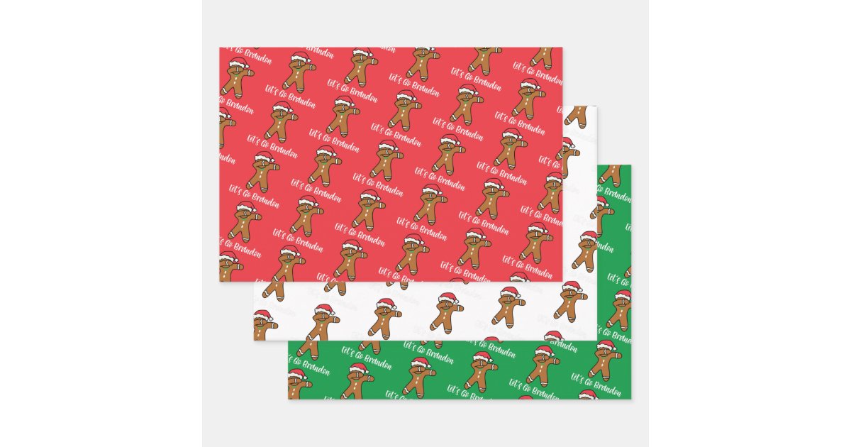 Let's Go Brandon Biden Gingerbread Man Holiday Wra Wrapping Paper ...