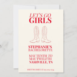 Let's go girls bachelorette invitation | Zazzle