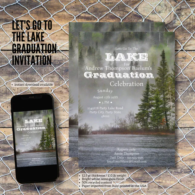 Let's Go To The Lake Graduation Invitation | Zazzle