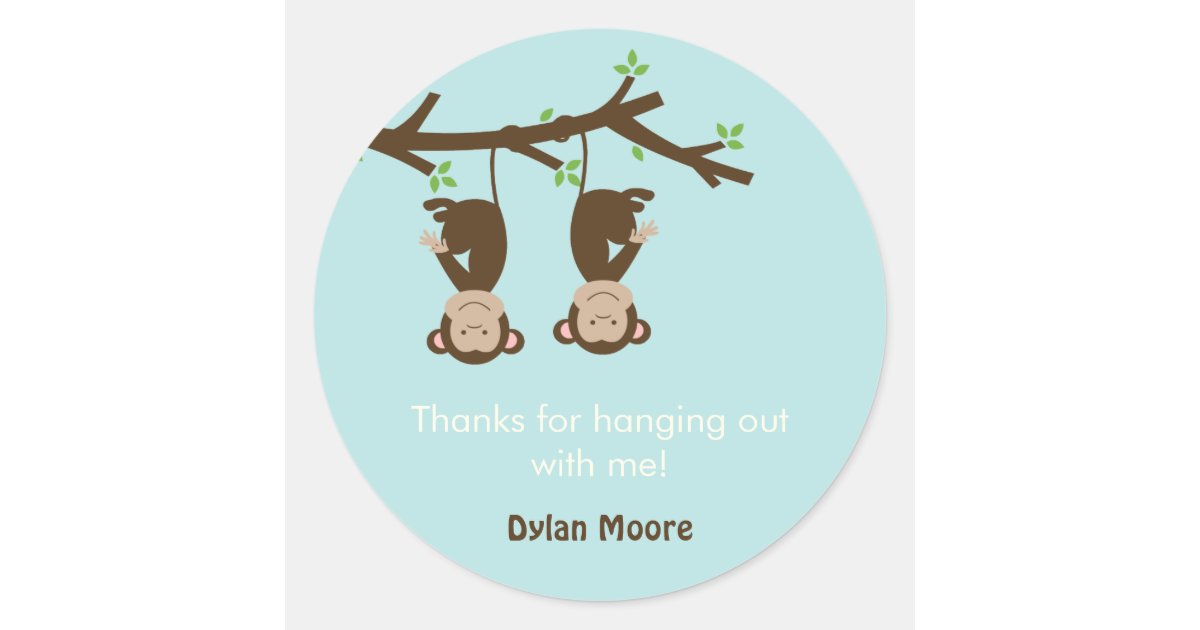 Let's Hang Out Party Favor/Gift Tag Sticker - Blue | Zazzle