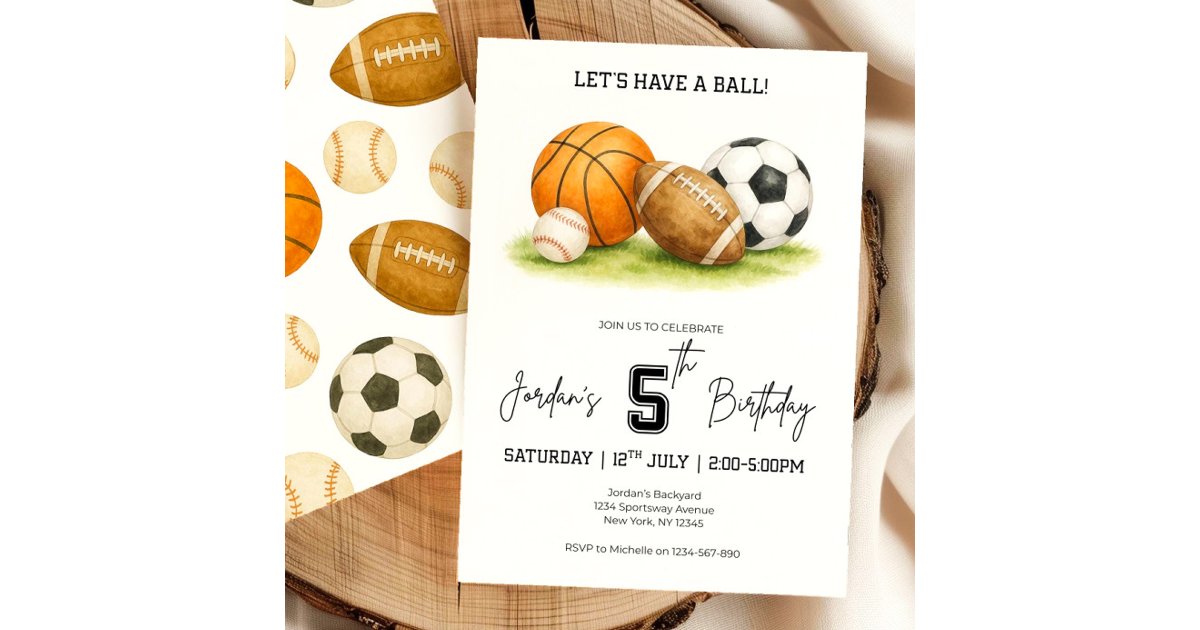 Let's Have a Ball Birthday Invitation Sports Summe | Zazzle