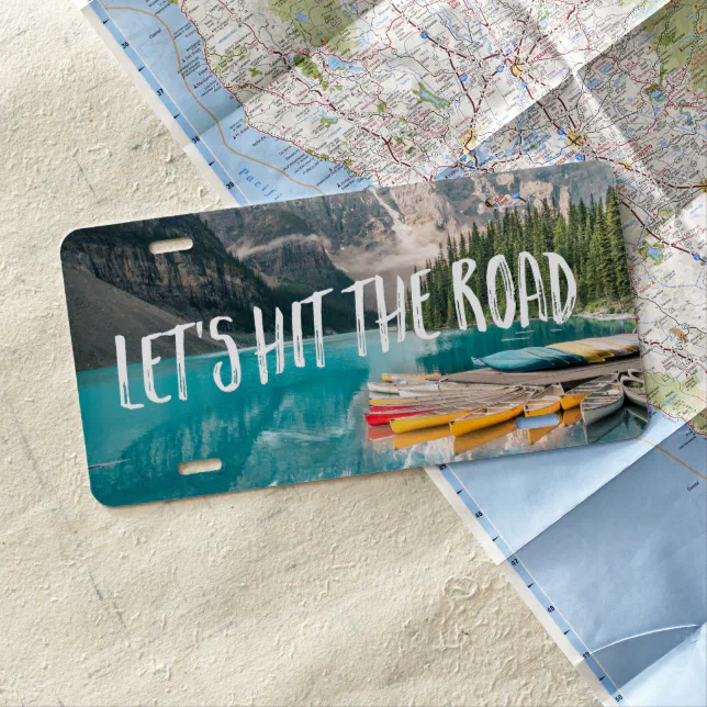 Let's Hit the Road | Wanderlust Nature License Plate | Zazzle