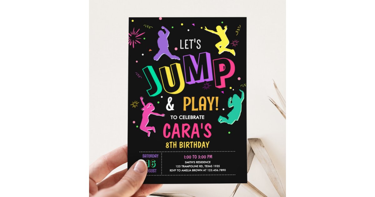 Let's Jump and Play Girl Birthday Party Invitation | Zazzle