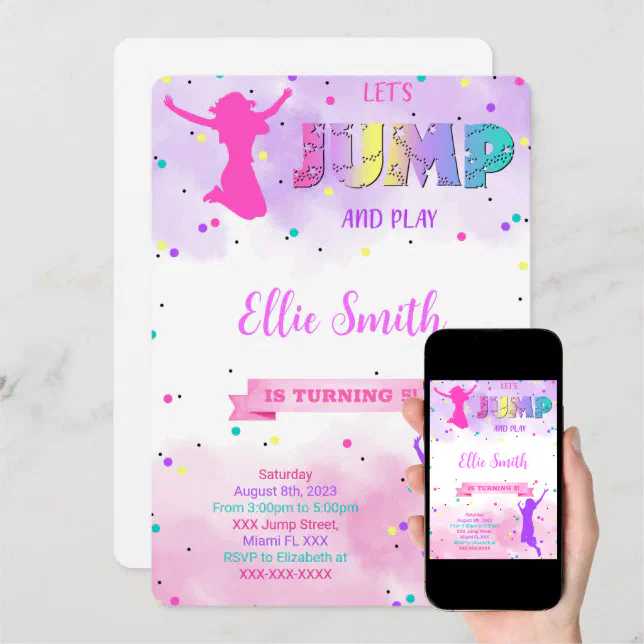 Let's Jump Birthday Invitation | Zazzle