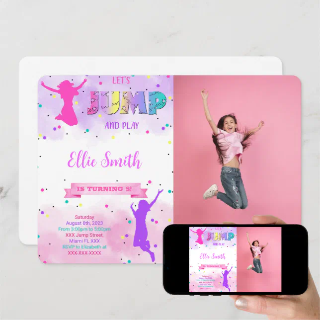 Let's Jump Birthday Photo Invitation | Zazzle