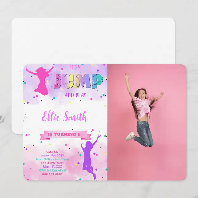 Let's Jump Birthday Photo Invitation | Zazzle