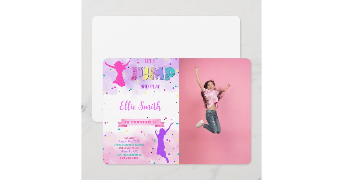 Let's Jump Birthday Photo Invitation | Zazzle