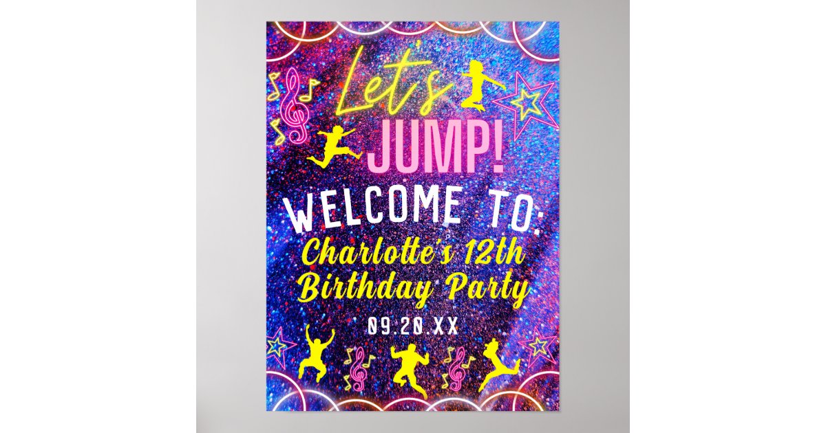 Let's Jump Trampoline Neon Party Welcome Sign | Zazzle