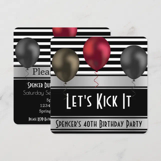 "Let's Kick It" Stripes Birthday Invitation | Zazzle