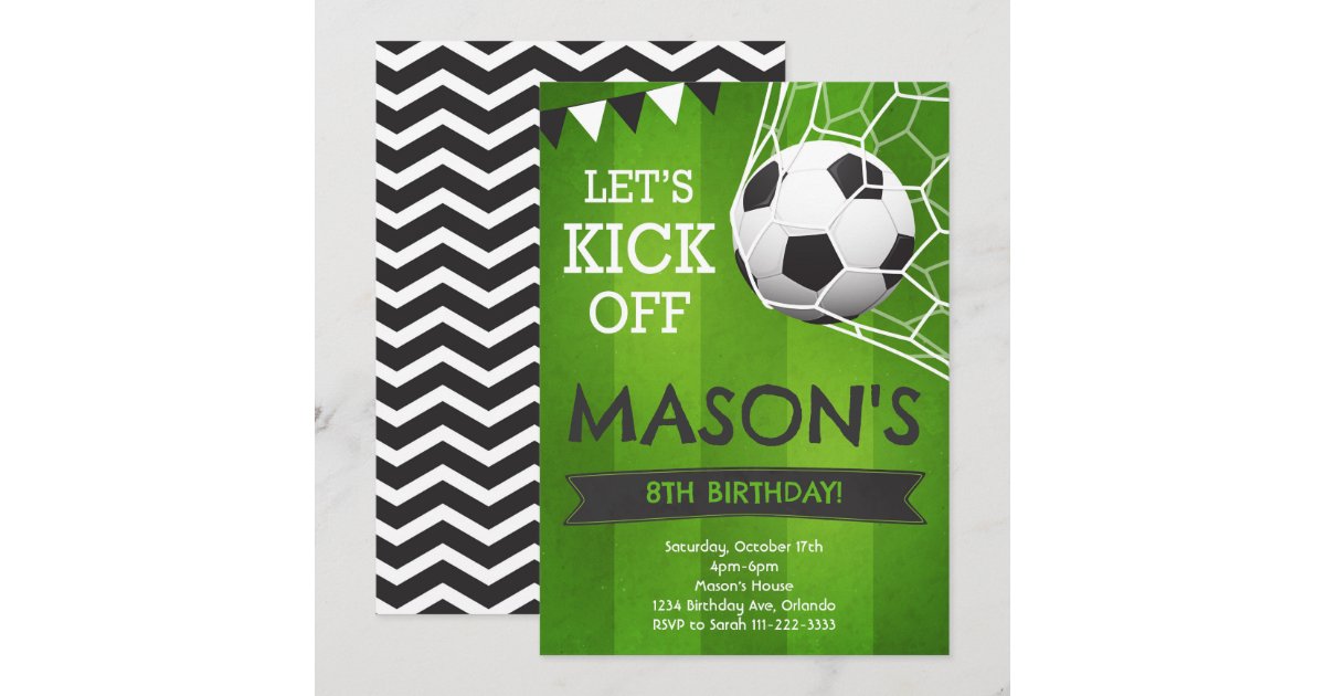 Let's Kick Off Soccer Birthday Invitation | Zazzle