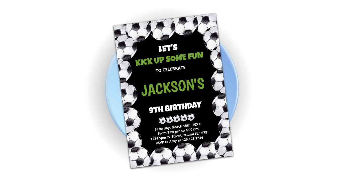 Let's Kick up Soccer Birthday Invitations | Zazzle