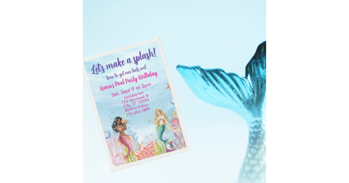 Lets Make a Splash, Mermaid Birthday Invitation | Zazzle