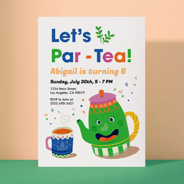 Let's Par-Tea! Birthday Invitation | Zazzle