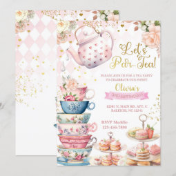 Let's Par-Tea girl birthday invite, Tea Party. Invitation | Zazzle