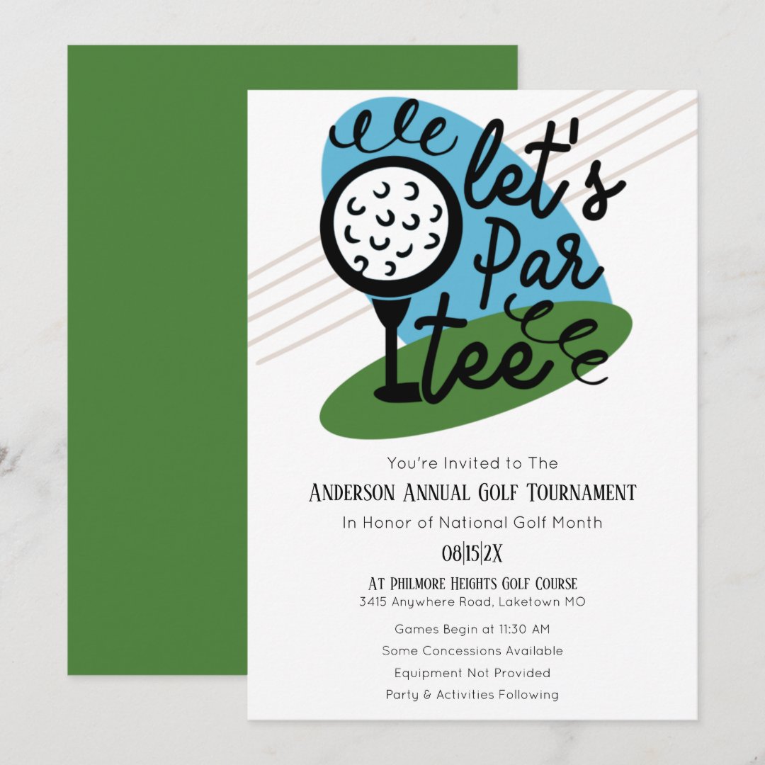 Let's Par Tee Annual Golf Tournament Cute Party Invitation | Zazzle