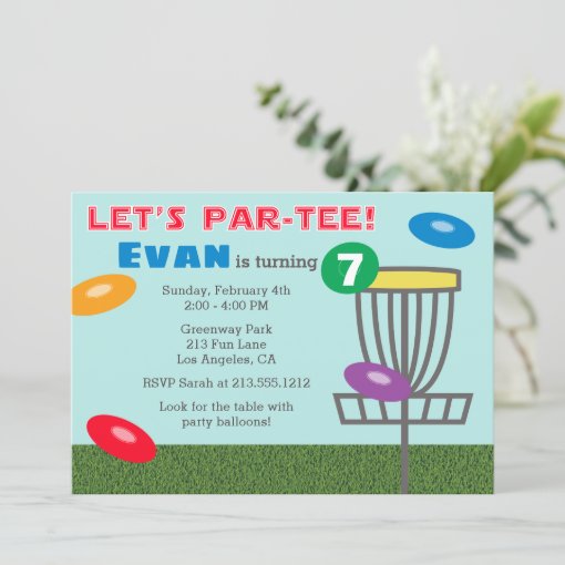 LET'S PAR-TEE Disc Golf Birthday Party Invitation | Zazzle