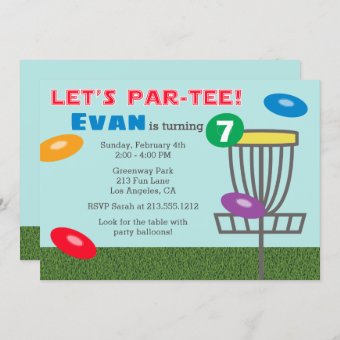 LET'S PAR-TEE Disc Golf Birthday Party Invitation | Zazzle