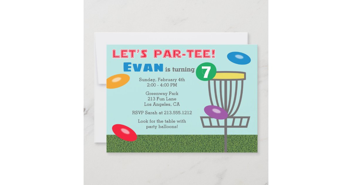 LET'S PAR-TEE Disc Golf Birthday Party Invitation | Zazzle