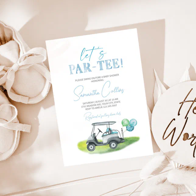 Let's Par-tee Golf Theme Baby Shower Invitation | Zazzle