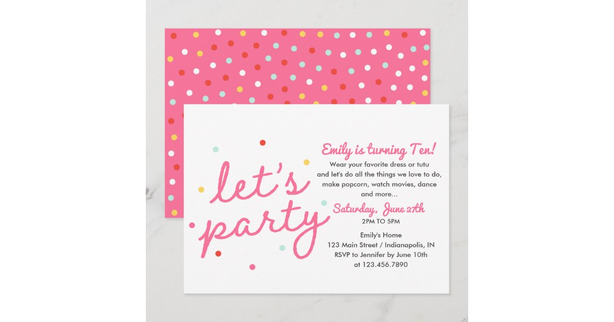 Lets Party Birthday Invitation | Zazzle