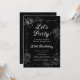 Let's Party Black and White Birthday Invitation | Zazzle