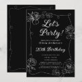 Let's Party Black and White Birthday Invitation | Zazzle