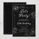 Let's Party Black and White Birthday Invitation | Zazzle