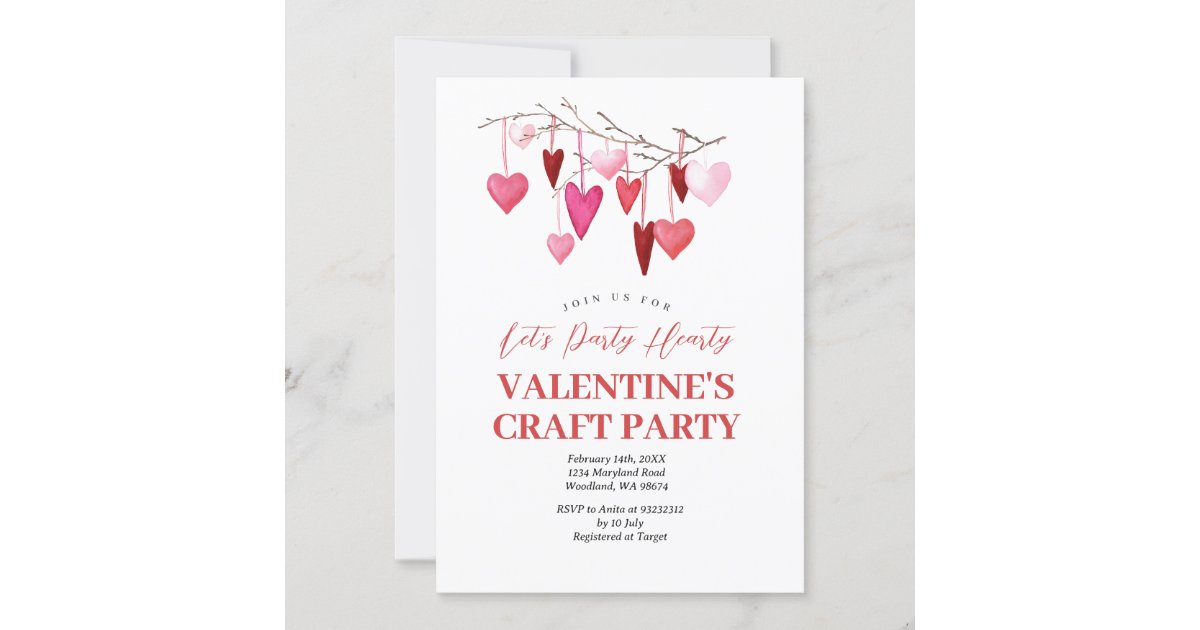 Let's Party Hearty Valentine Craft Party Invitation | Zazzle