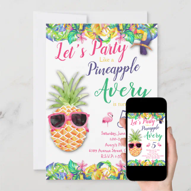 Let's Party Like a Pineapple Birthday Party Invitation | Zazzle