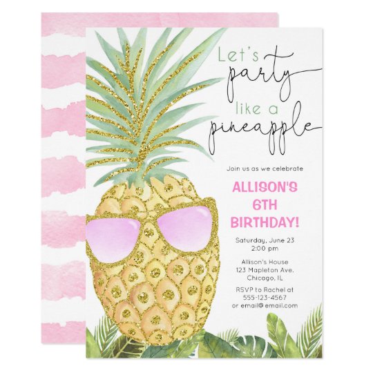 Let's Party like a pineapple girl birthday party Invitation | Zazzle.com