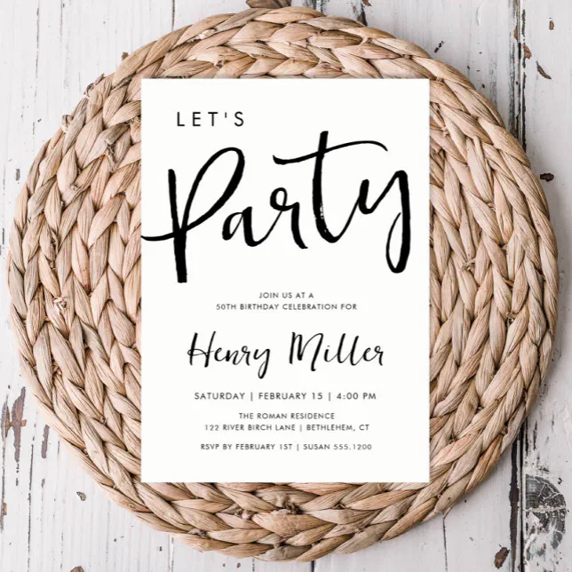 Let's Party Minimalist Birthday Celebration Invitation | Zazzle