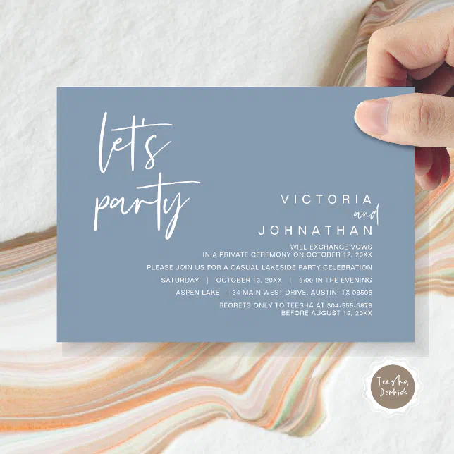 Let's Party, Wedding Elopement Party Invitation | Zazzle