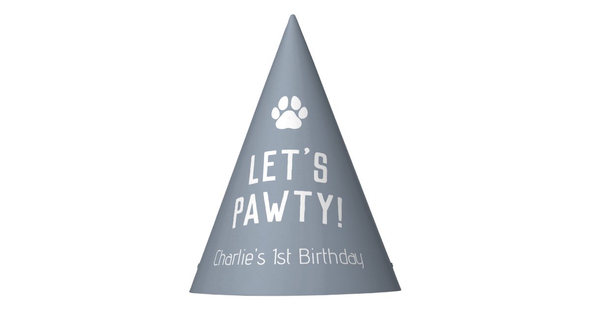 Lets Pawty Dog Birthday Party Hat | Zazzle