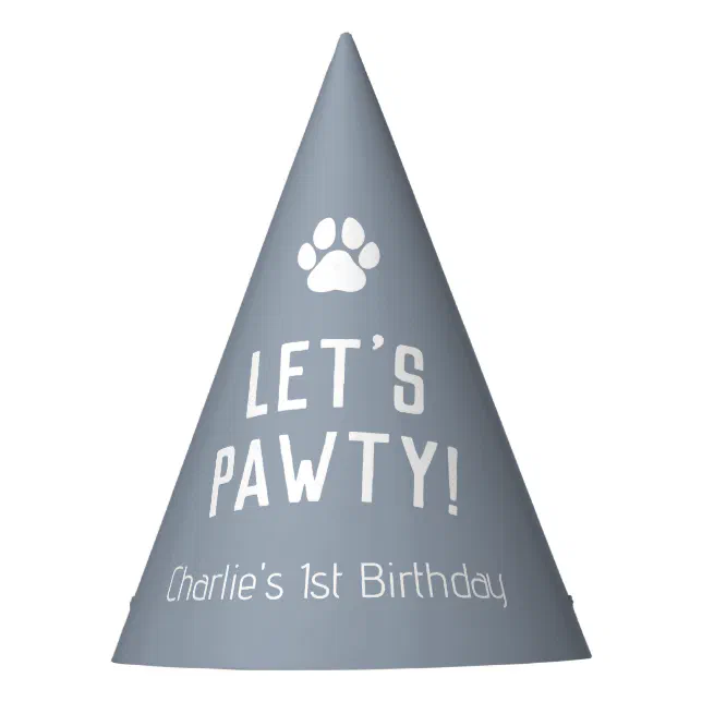 Lets Pawty Dog Birthday Party Hat | Zazzle