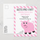 Let's Pig Out Birthday Party Postcard Invitation | Zazzle