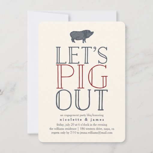Let's Pig Out | Engagement Party BBQ Invitation | Zazzle