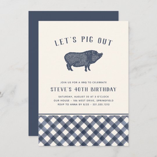 Let's Pig Out | Summer BBQ Birthday Party Invitation | Zazzle.com