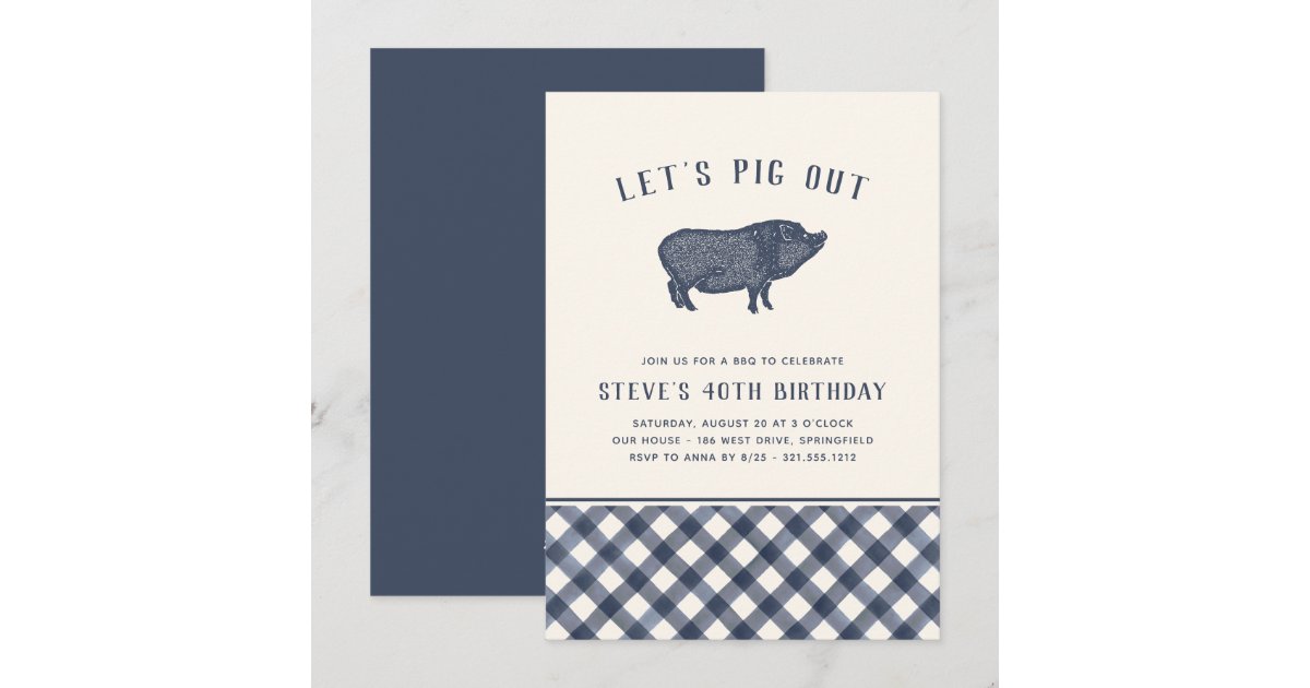 Let's Pig Out | Summer BBQ Birthday Party Invitation | Zazzle.com