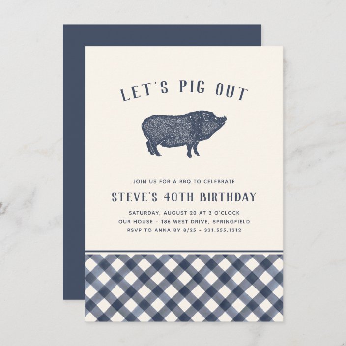 Let's Pig Out | Summer BBQ Birthday Party Invitation | Zazzle.com