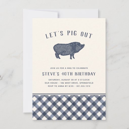 Let's Pig Out | Summer BBQ Birthday Party Invitation | Zazzle