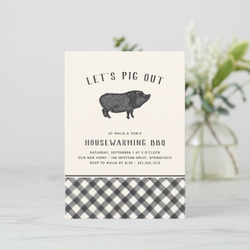 Let's Pig Out | Summer BBQ Housewarming Party Invitation | Zazzle